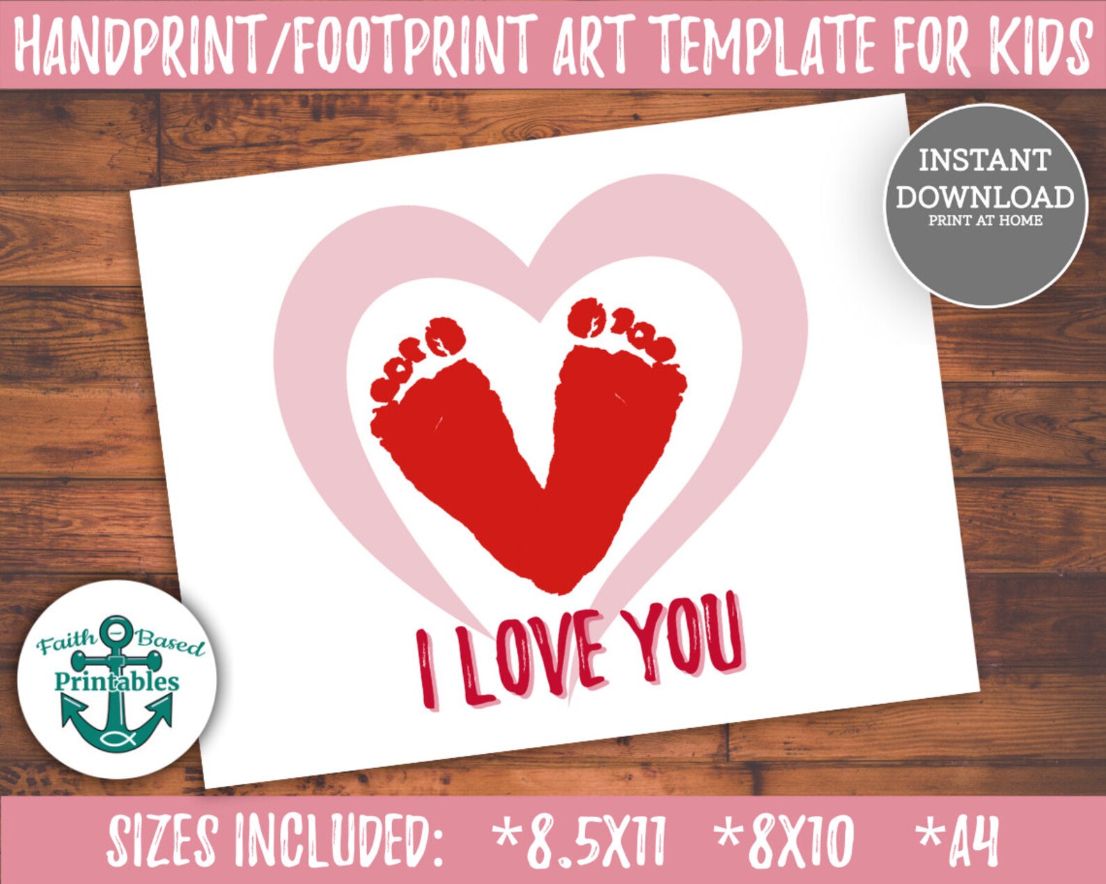 I Love You Valentines Day Handprint Art Template Printable - Etsy