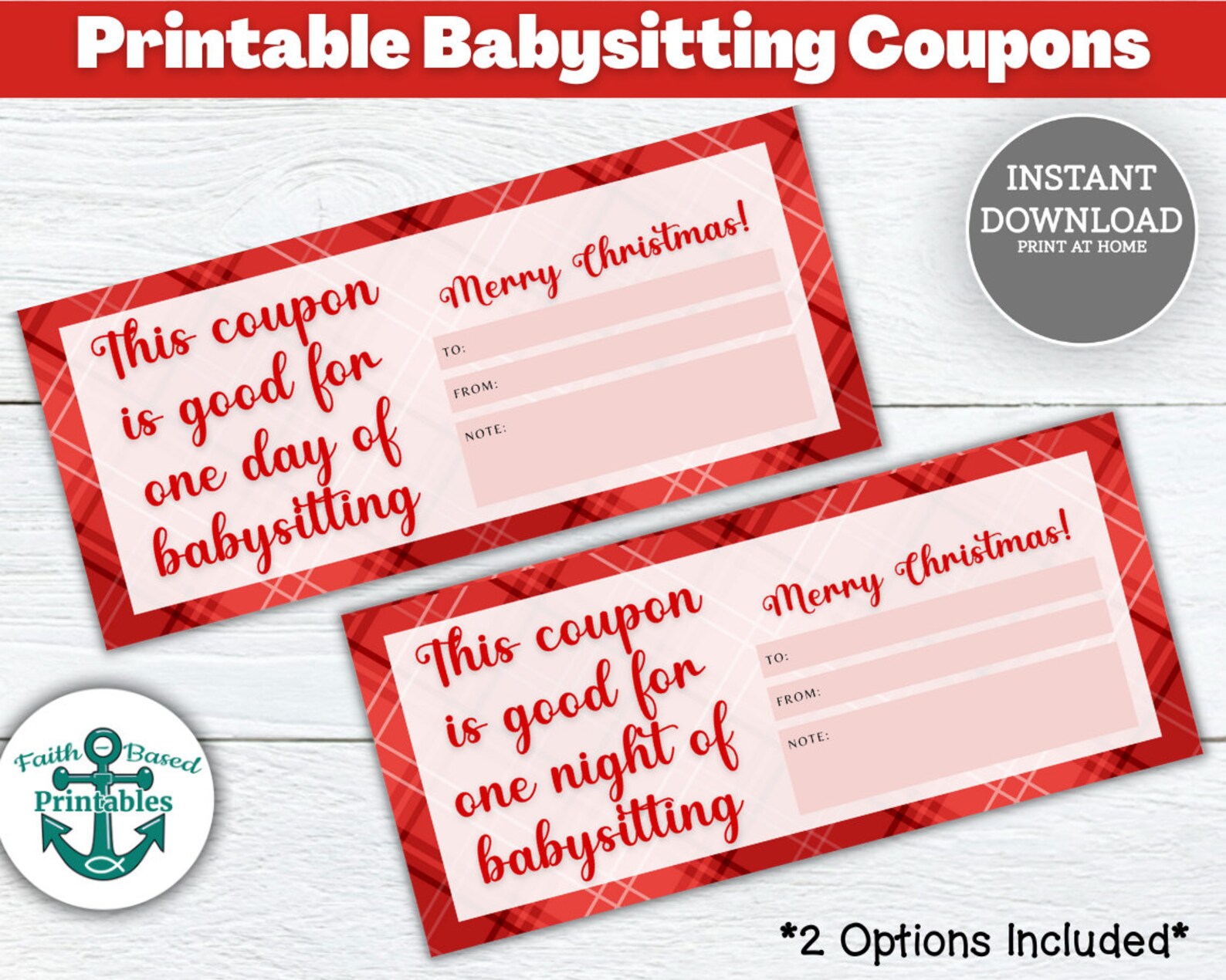 Christmas Babysitting Coupon Template Printable Coupons Free - Etsy