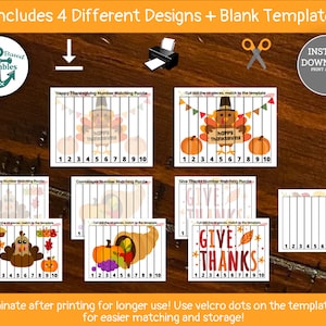 Thanksgiving Puzzles, Kids Thanksgiving Number Matching Puzzles ...
