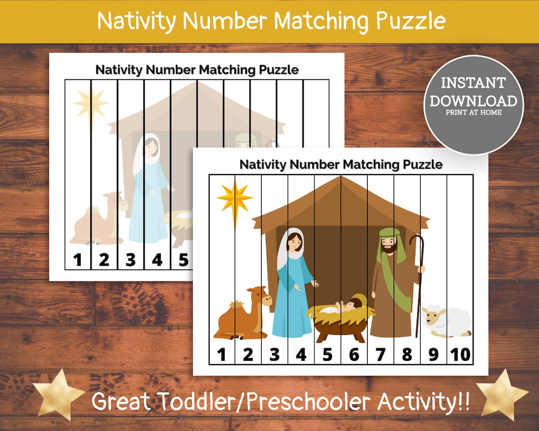 Christmas Nativity Activity Printable, Nativity Number Matching Puzzle ...