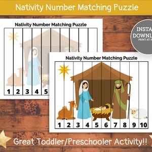 Christmas Nativity Activity Printable, Nativity Number Matching Puzzle ...