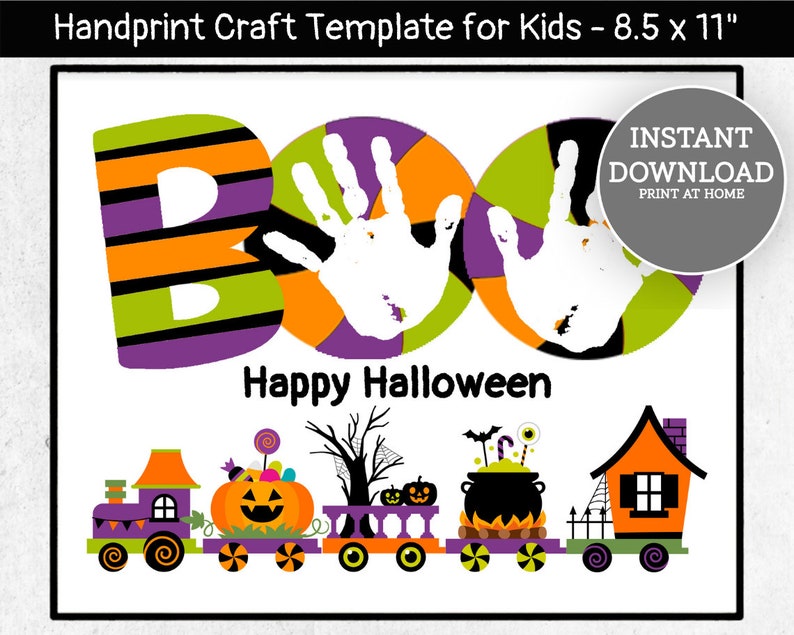 BOO Handprint Craft Printable Happy Halloween Train Ghost - Etsy