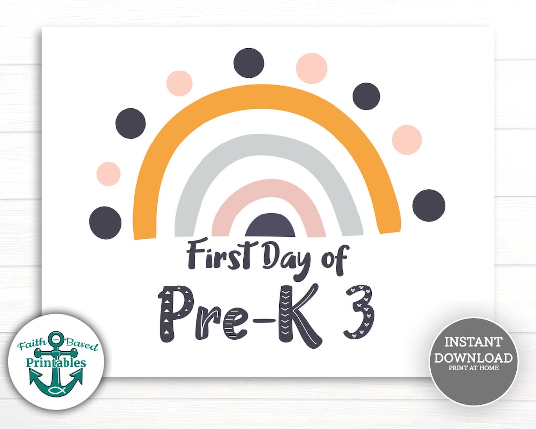 First Day of Pre-k 3 Sign Printable Back to School Photo Prop First Day ...