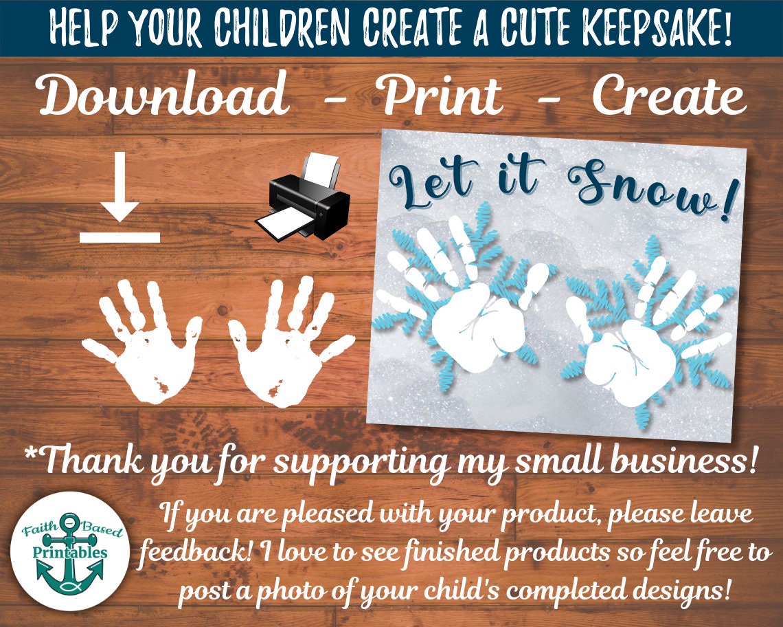 Let It Snow Handprint Art Template Printable Winter Craft Hand - Etsy