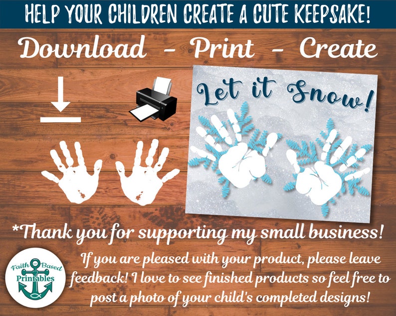 Let It Snow Handprint Art Template Printable Winter Craft Hand - Etsy