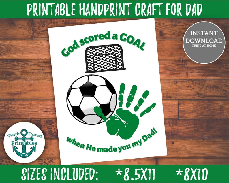 Soccer Handprint Card for Dad, DIY Father's Day Gift (digital Download ...