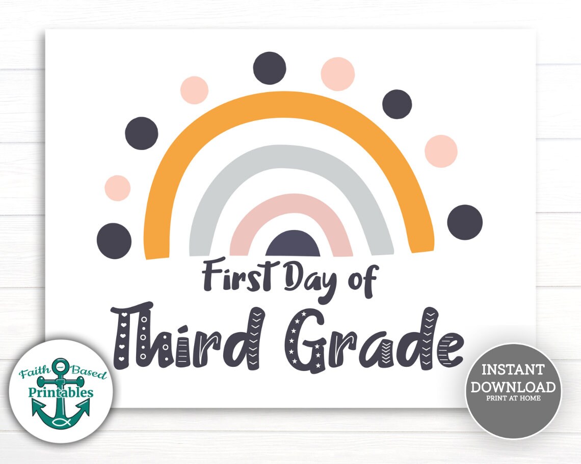 First Day of Third Grade Sign 3rd Grader Printable Back to - Etsy
