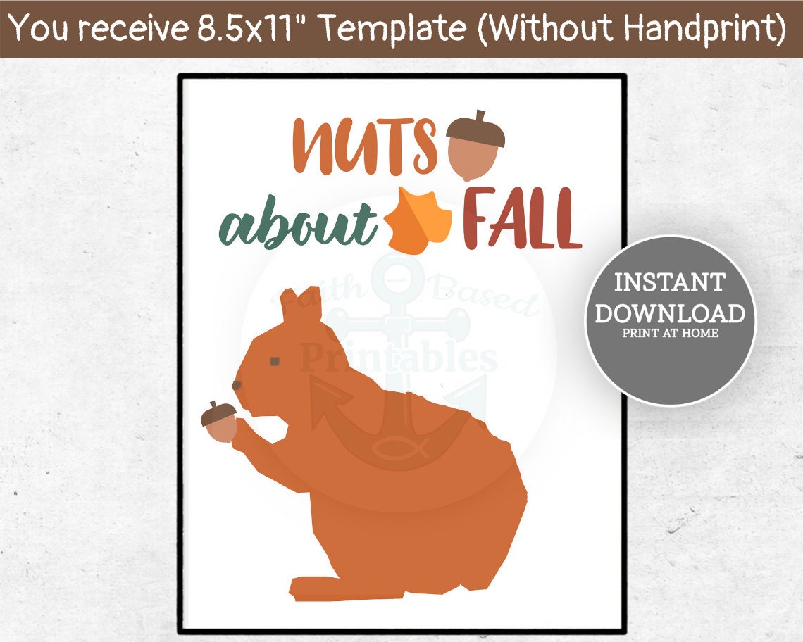Nuts About Fall Squirrel Handprint Craft Kids Fall Handprint - Etsy