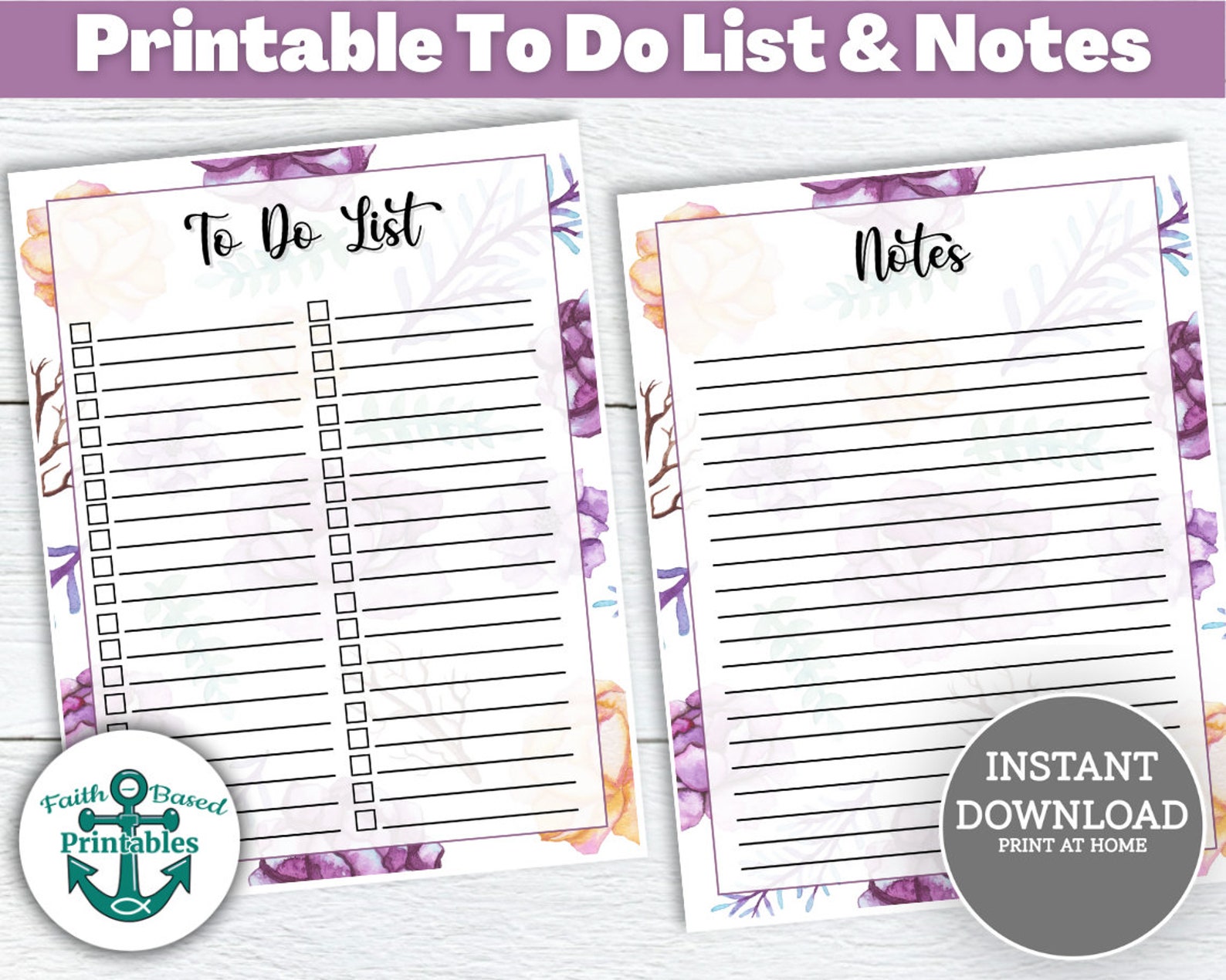 Printable to Do List and Notes Template Shopping Notes Simple - Etsy