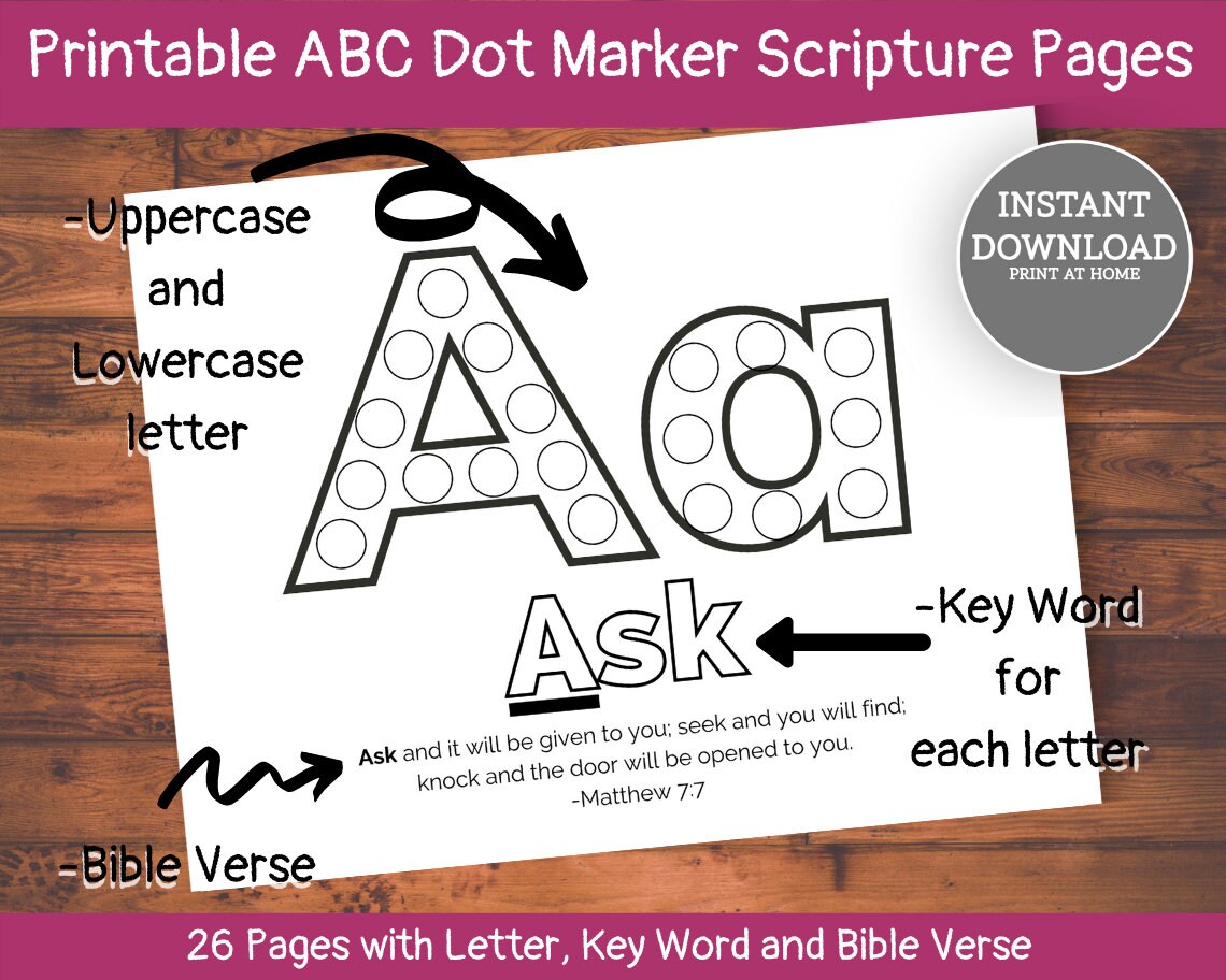 Christian Homeschool Printable ABC Scripture Dot Marker Pages - Etsy Israel