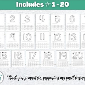 Number Tracing Bundle Numbers 1-20 Printable Trace Handwriting Writing ...