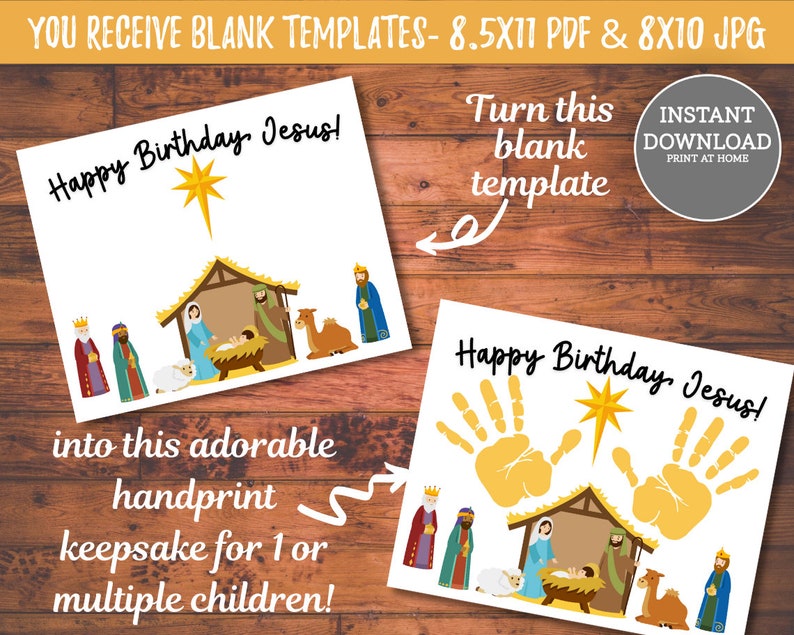 Christmas Nativity Handprint Craft Nativity Scene Happy Birthday Jesus ...