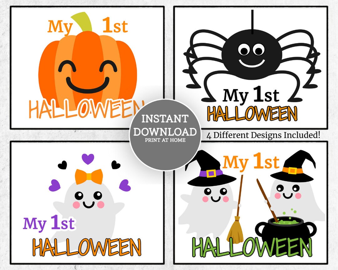 My First Halloween Card Printable Bundle, Baby's First Halloween Cards ...