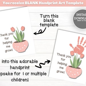 Thank You for Helping Me Grow Flower Handprint Craft Hand Print Card ...
