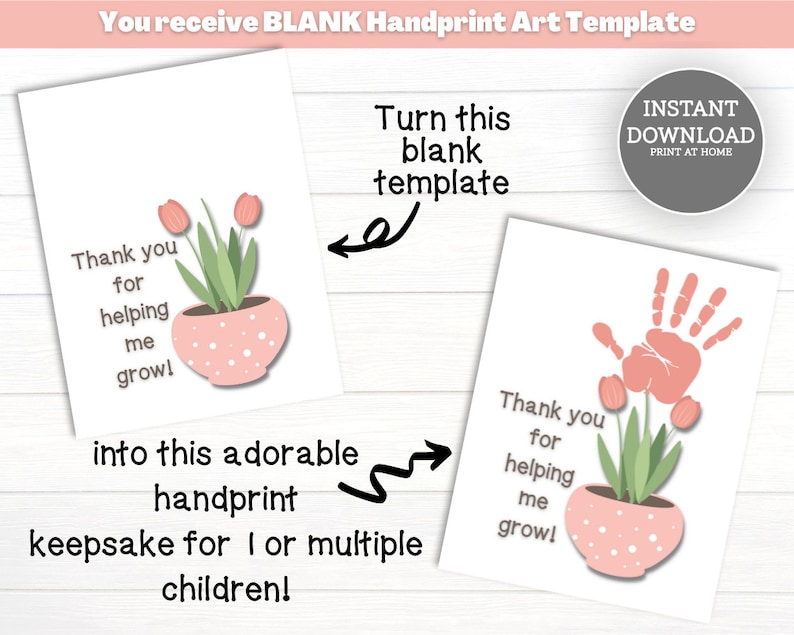 Thank You for Helping Me Grow Flower Handprint Craft Hand - Etsy