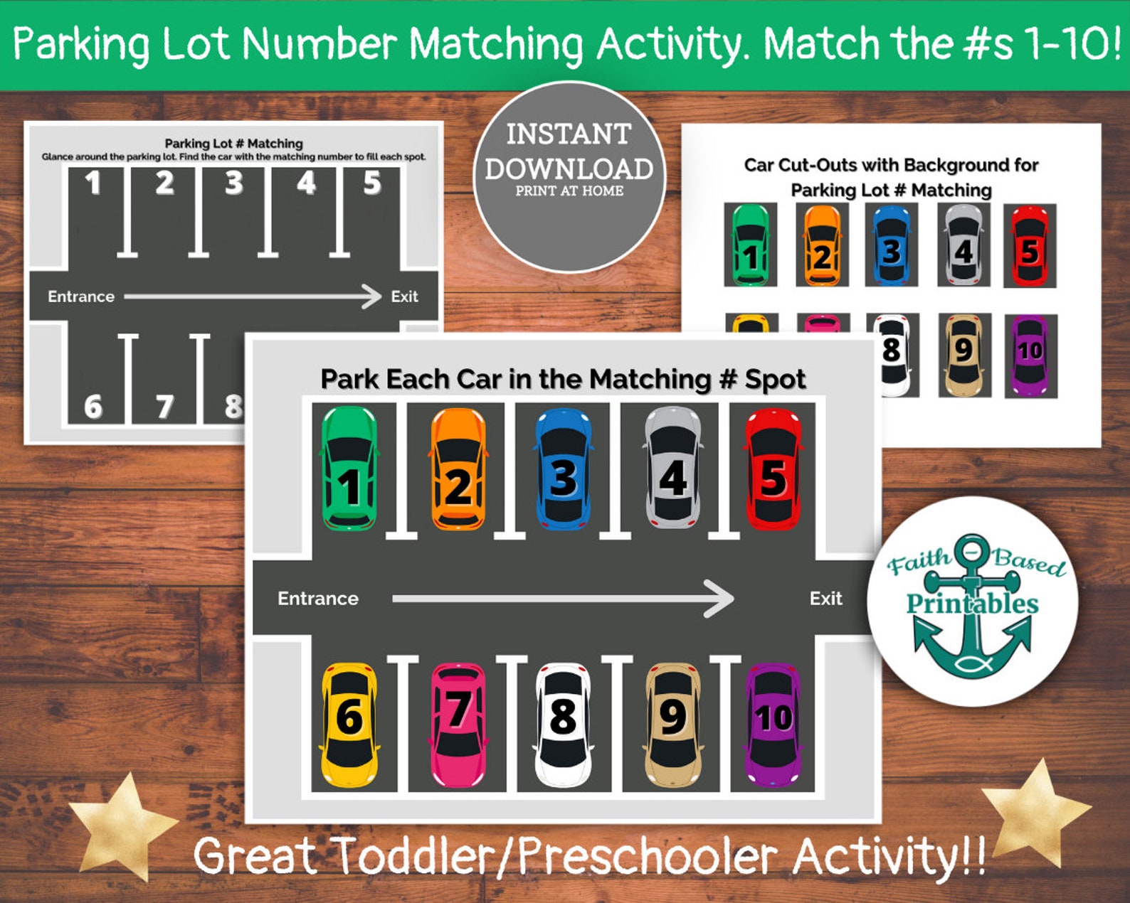 Number Matching Parking Lot Printable: Preschool Learning (digital ...