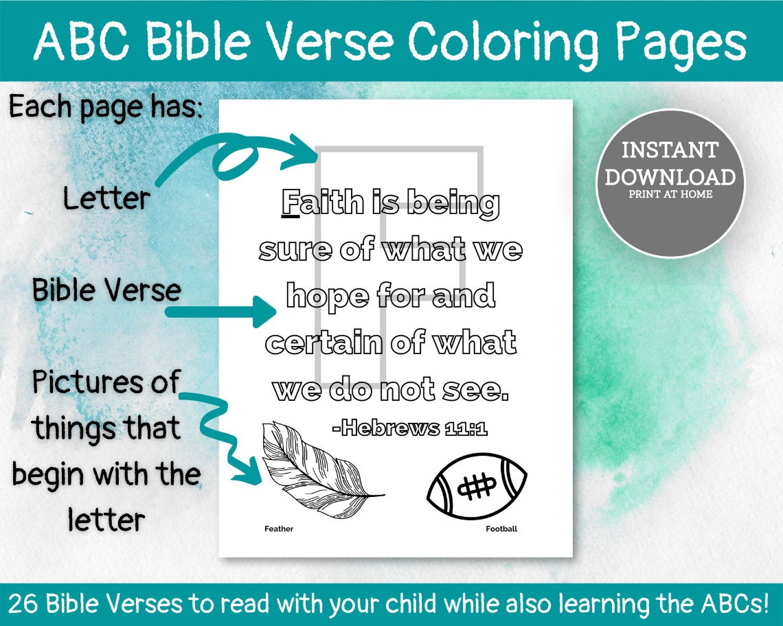 ABC Scripture Coloring Pages Printable Bible Coloring Pages | Etsy Canada