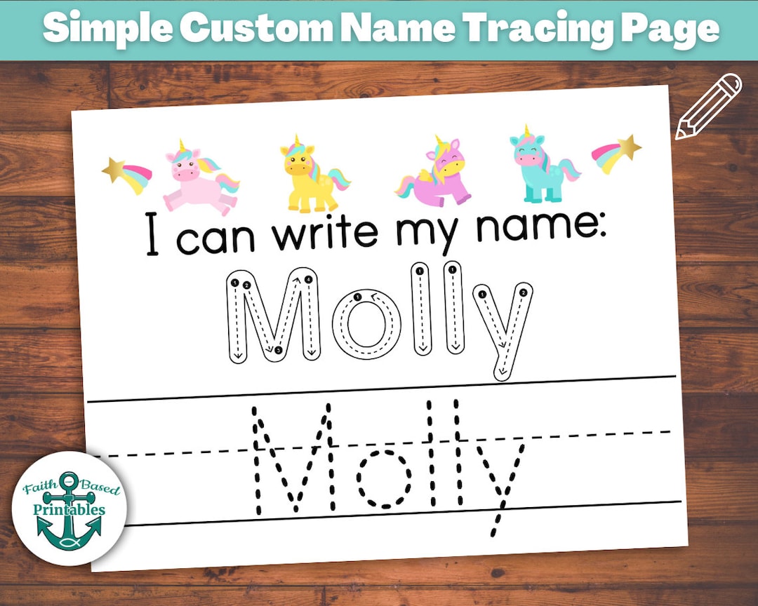 Unicorn Custom Name Tracing Sheet Handwriting Practice Personalized ...