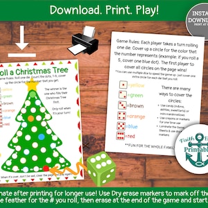 Roll a Christmas Tree Game, Printable Dice Game, Roll a Christmas Tree ...