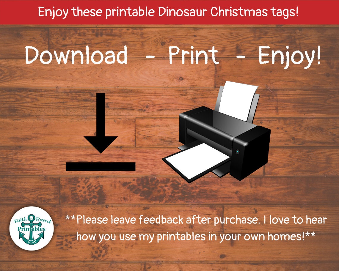 Printable Christmas Gift Tags for Kids Dinosaur Christmas - Etsy