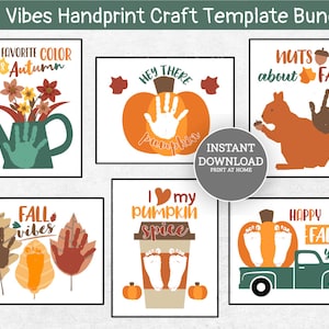 Fall Vibes Handprint Craft Bundle, Printable Handprint Art, Fall ...