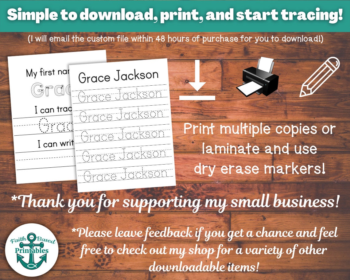 Custom Name Tracing Sheet Bundle Printable Handwriting Practice Sheets ...