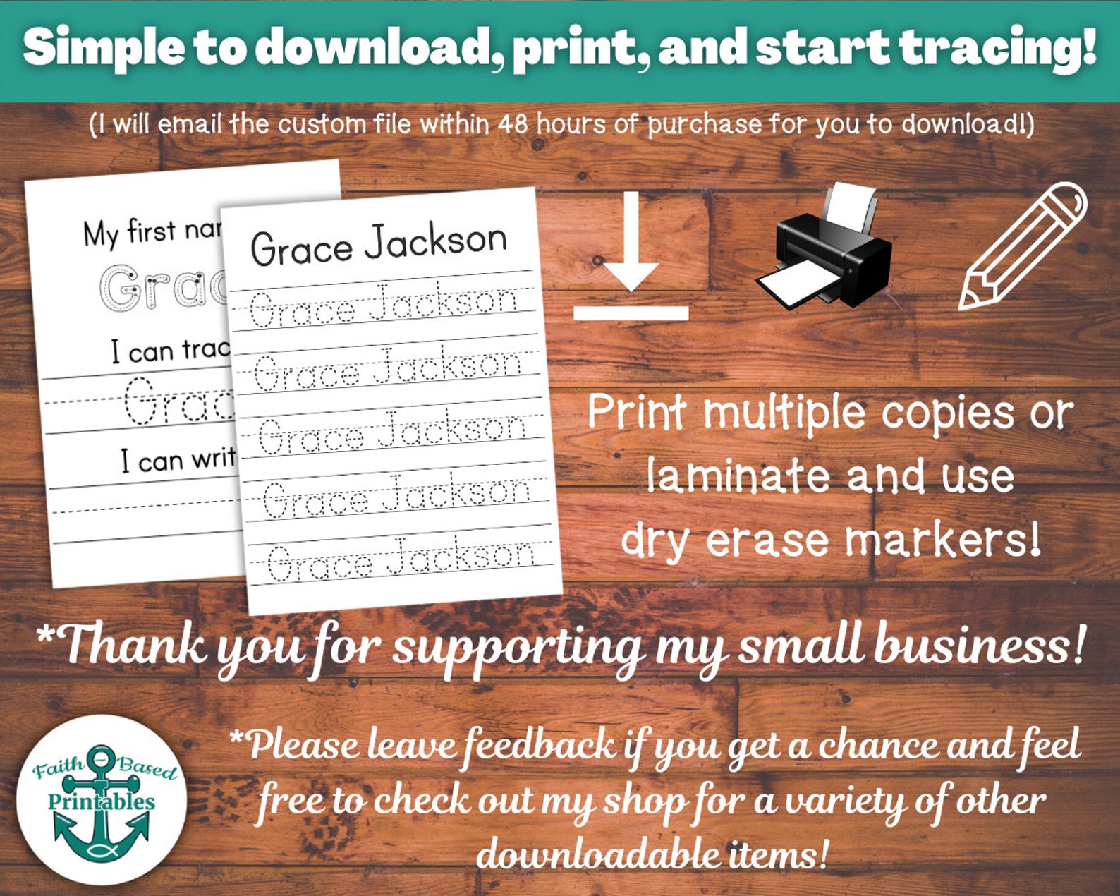 Custom Name Tracing Sheet Bundle Printable Handwriting Practice Sheets ...