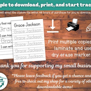 Custom Name Tracing Sheet Bundle Printable Handwriting Practice Sheets ...
