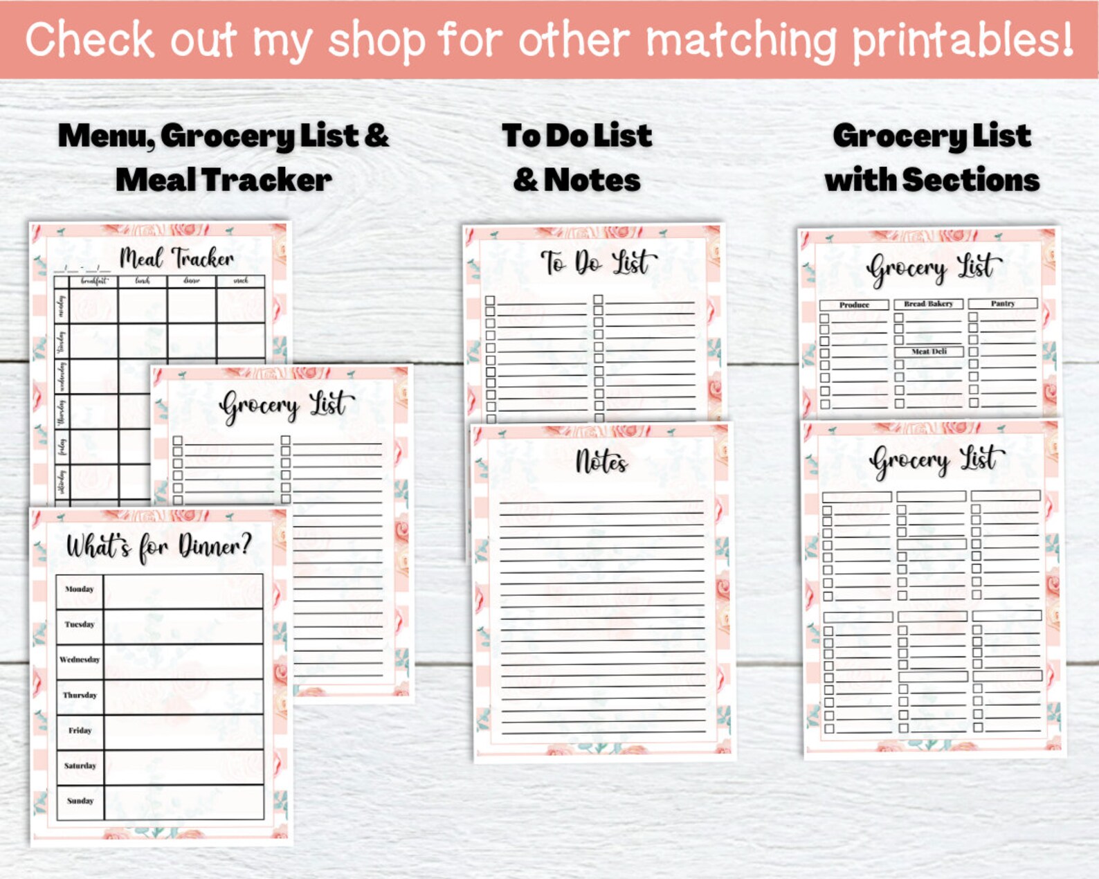 Weekly Meal Planner and Grocery List Printable Weekly Menu - Etsy
