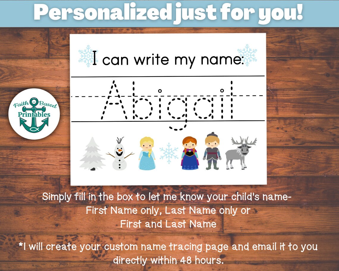Ice Princess Custom Name Tracing Sheet Handwriting Practice - Etsy
