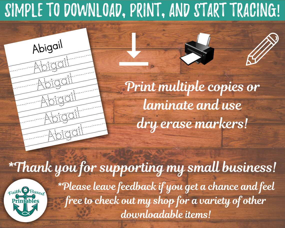 Custom Name Tracing Sheet Handwriting Practice Personalized Name Trace ...
