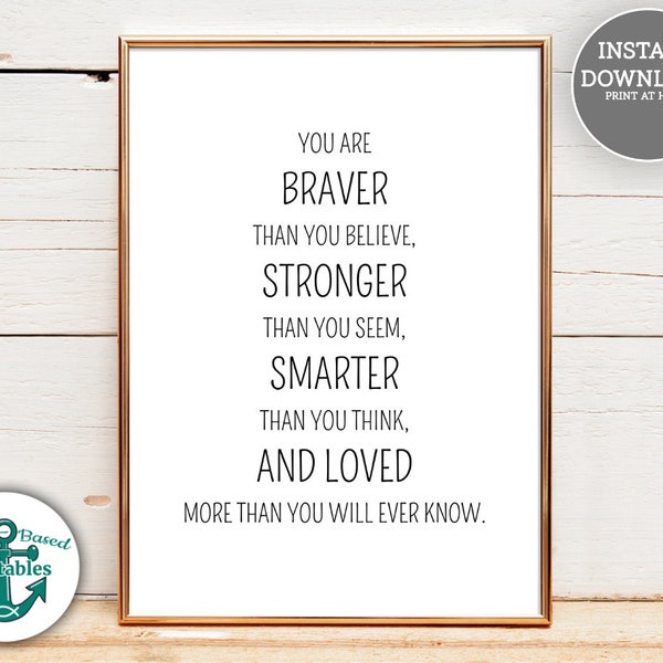 You Are Braver Than You Believe - Etsy