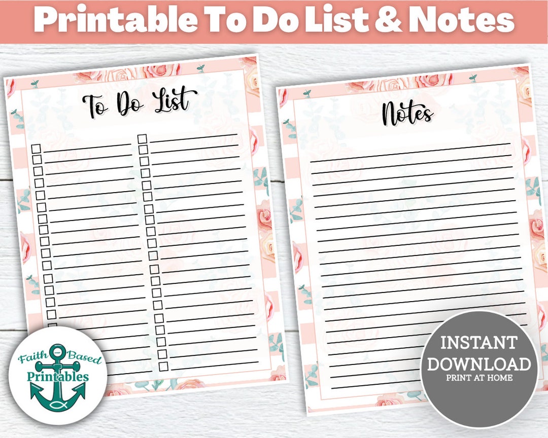 Printable to Do List and Notes Template Shopping Notes Simple ...