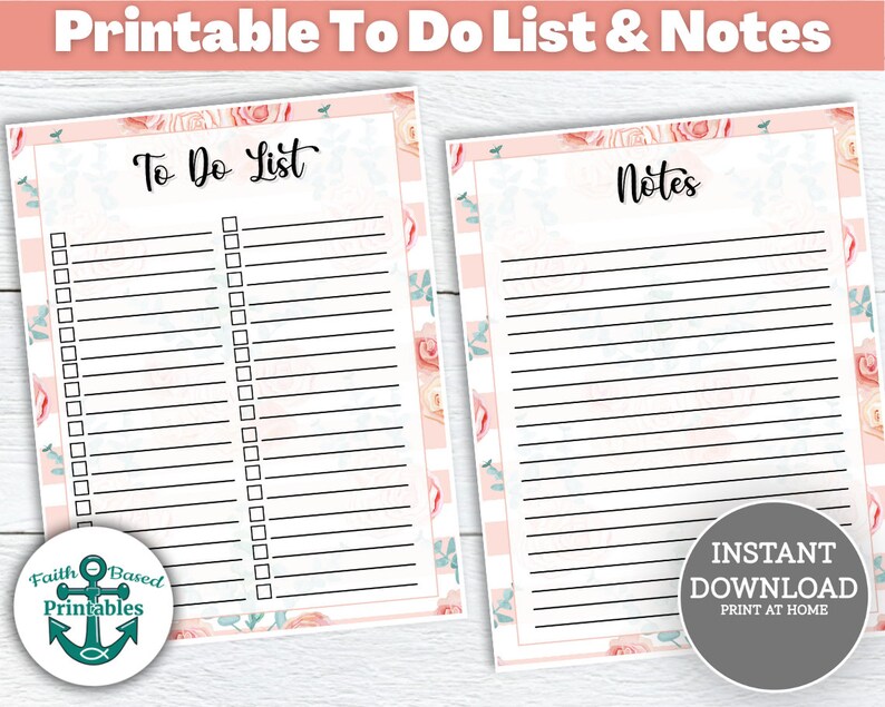 Printable to Do List and Notes Template Shopping Notes Simple - Etsy