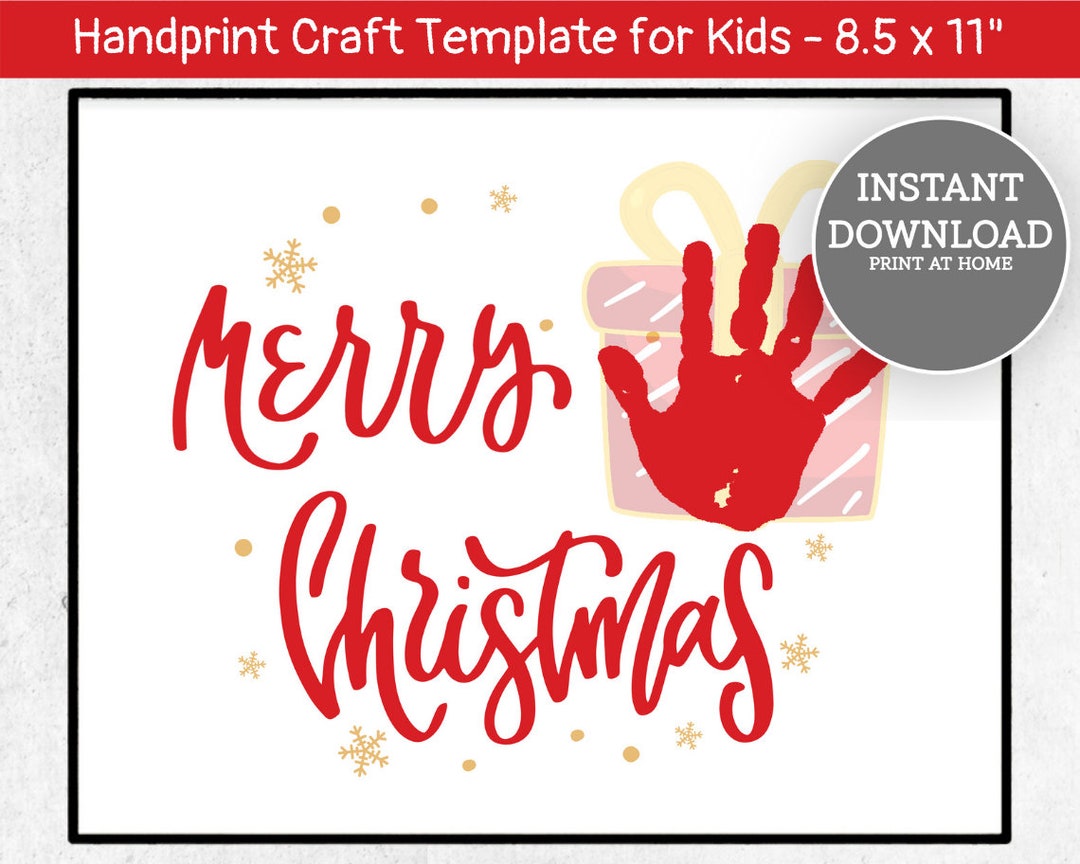 Merry Christmas Toddler Keepsake Handprint Art, Printable Christmas ...