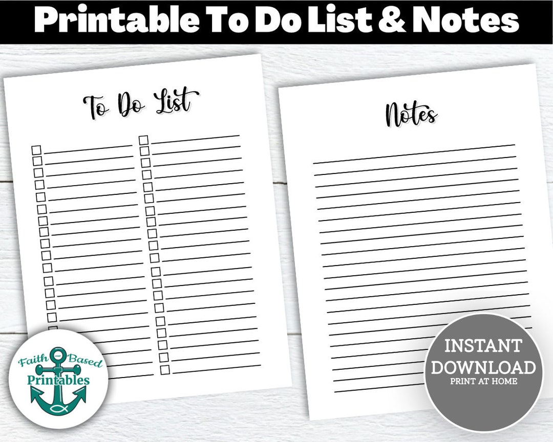 Printable to Do List and Notes Template Shopping Notes Simple ...