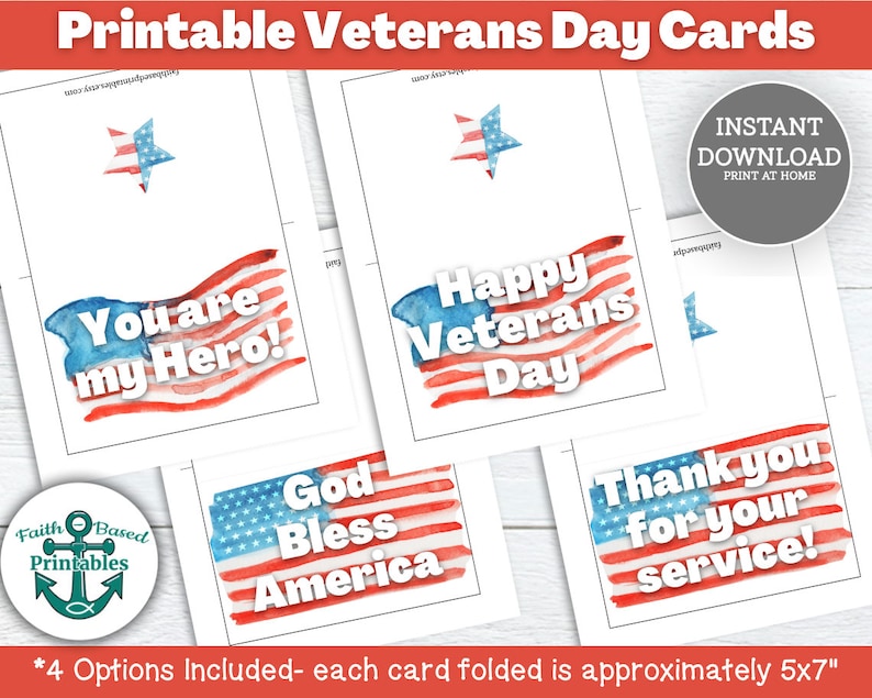 Printable Veterans Day Cards Military Appreciation Card Happy Veterans ...