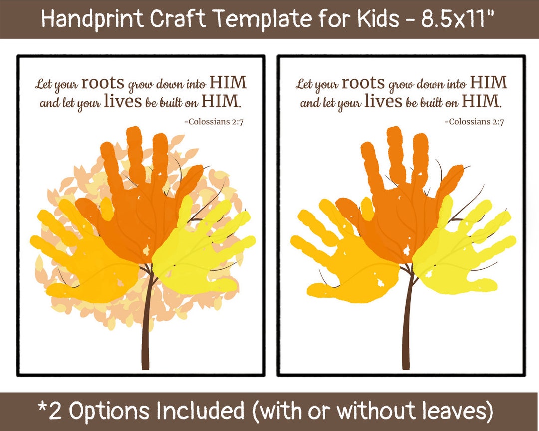 Colossians 2:7 Handprint Tree Craft, Christian Handprint Craft ...