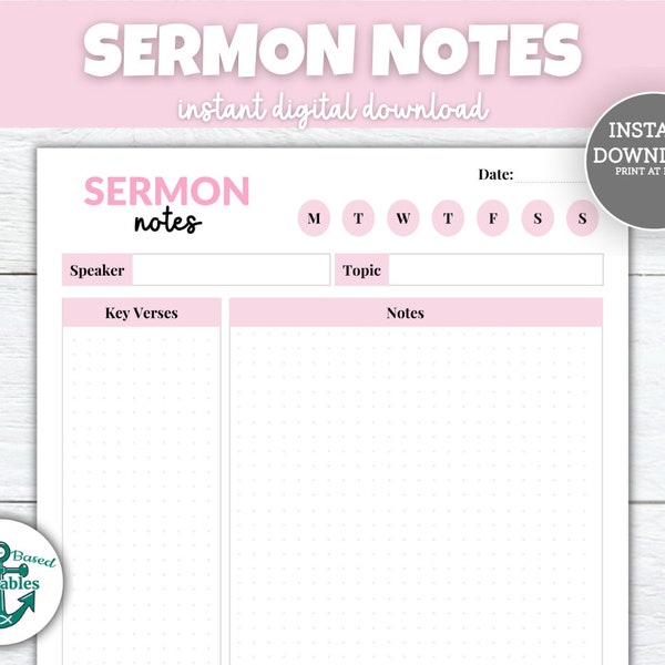 Sermon Notes Template Printable - Etsy