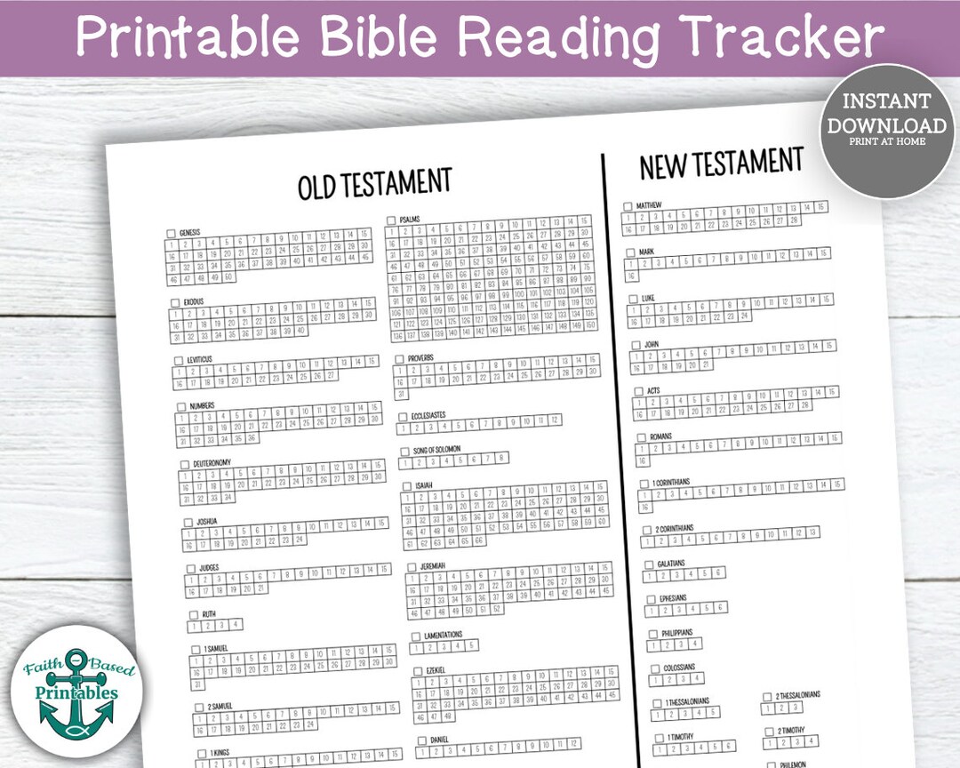 Bible Reading Tracker Log Bible Reading Plan Printable Old New ...