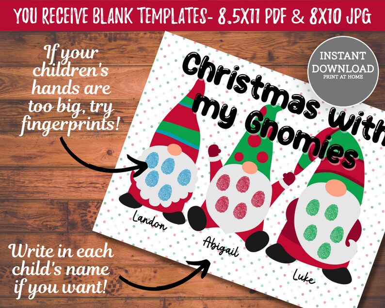 Gnome Christmas Handprint Art Craft Christmas With My Gnomies - Etsy
