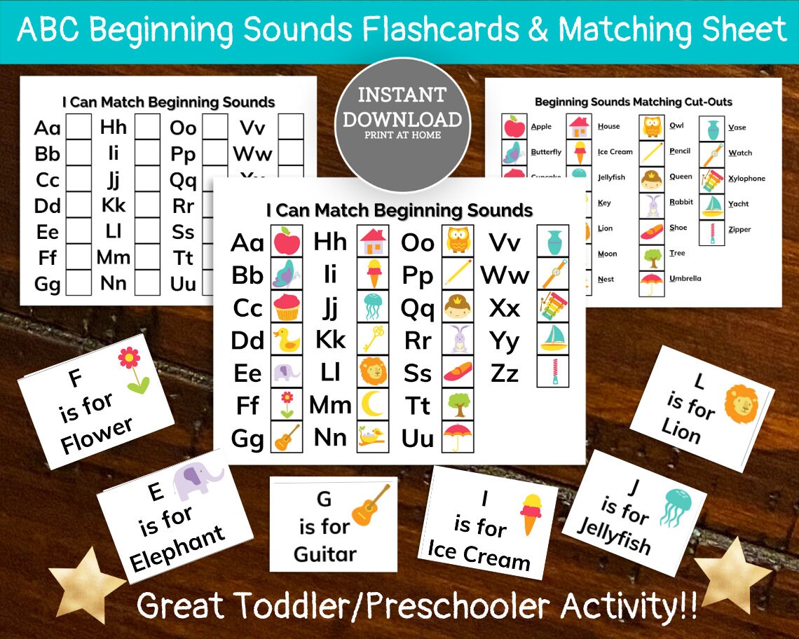 Beginning Sounds Worksheets Alphabet Matching Busy Book - Etsy