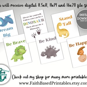 Printable Dinosaur Wall Art Bundle for Kids Decor Signs Print ...