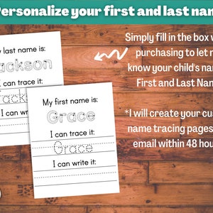 Custom Name Tracing Sheet Bundle Printable Handwriting Practice Sheets ...