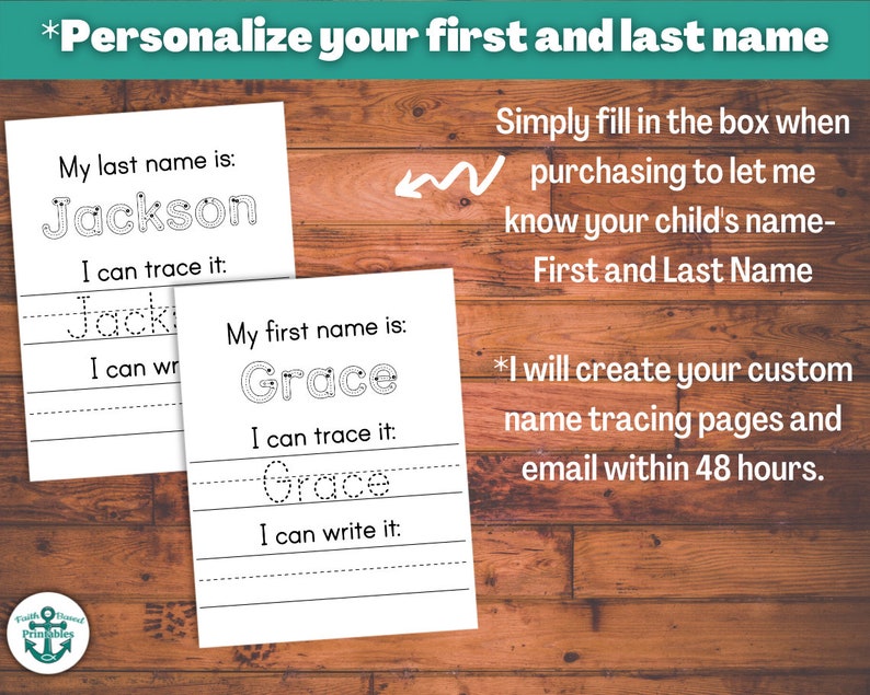 Custom Name Tracing Sheet Bundle Printable Handwriting Practice Sheets ...