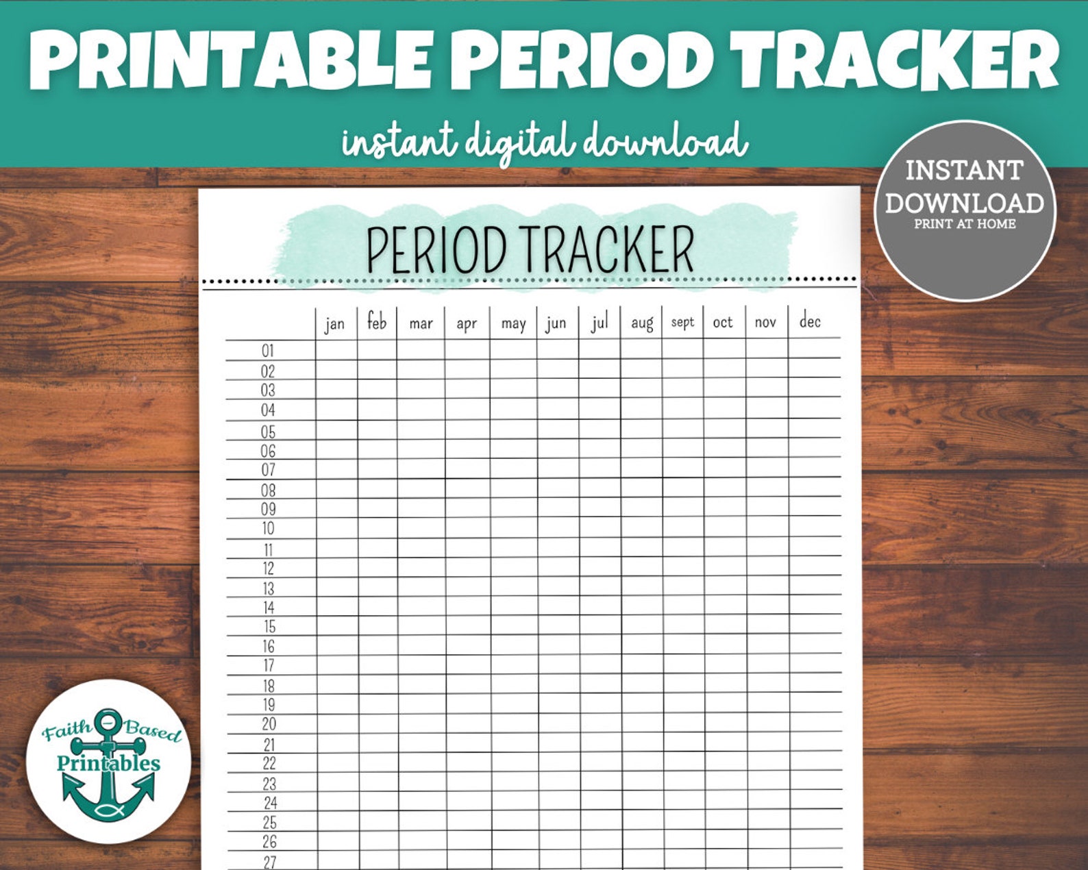 Period Tracker Printable Menstrual Cycle Tracking Daily Monthly Period ...