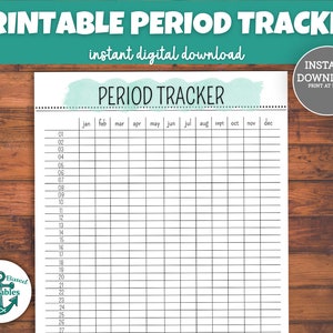 Period Tracker Printable Menstrual Cycle Tracking Daily Monthly Period ...