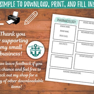 Pharmacology Template Nursing Notes Templates Drug Class Printable ...
