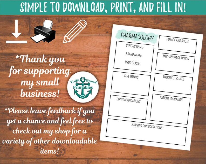 Pharmacology Template Nursing Notes Templates Drug Class Printable ...