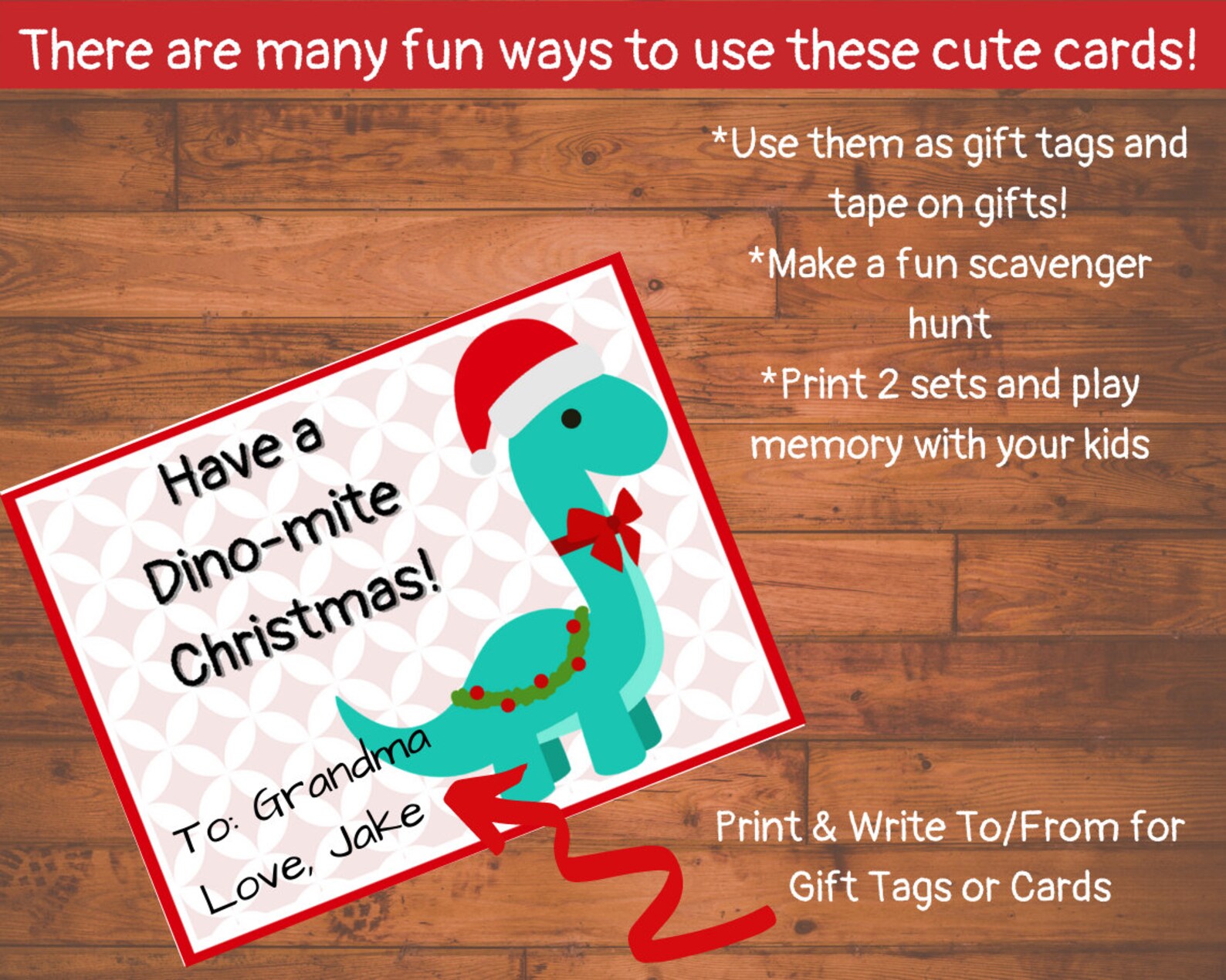 Printable Christmas Gift Tags for Kids Dinosaur Christmas - Etsy